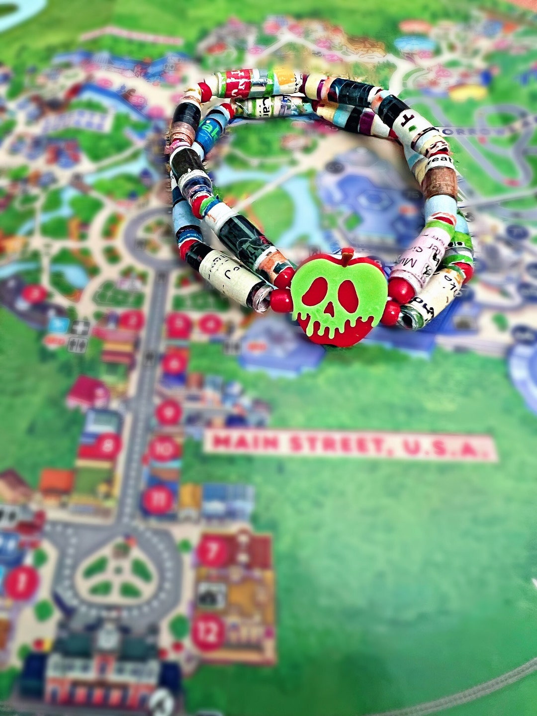Poison Apple -upcycled Disney Map Bracelets; Snow White and the Seven ...