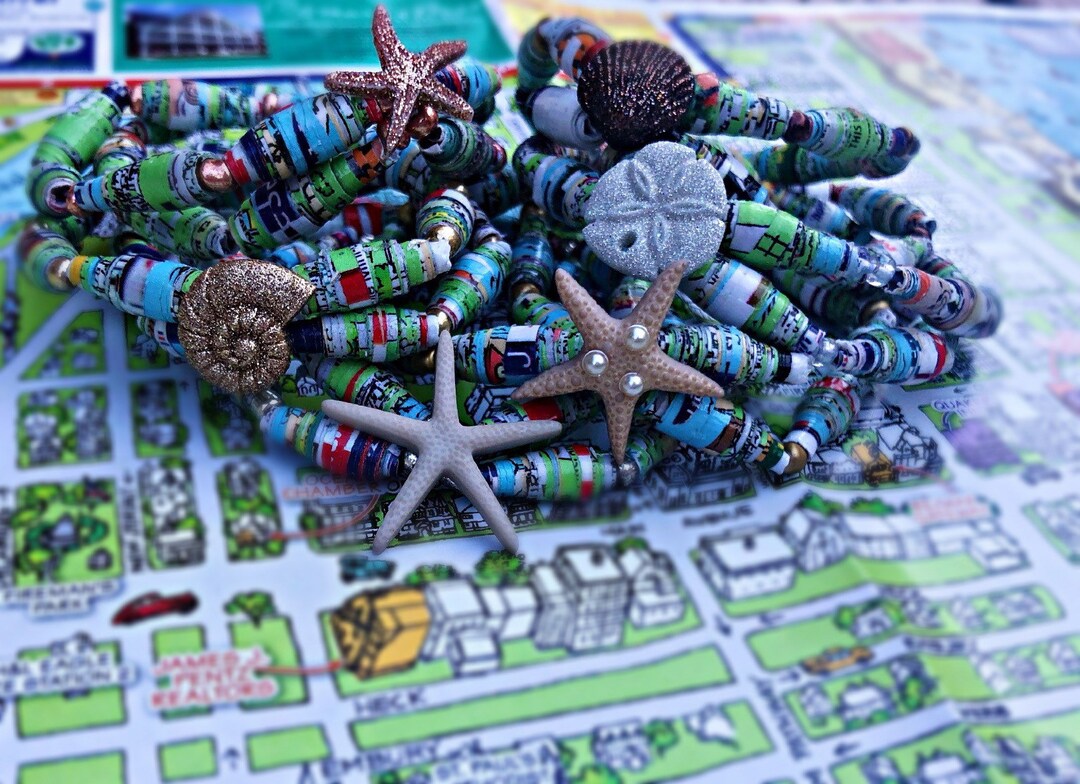 Upcycled Seashell Cape May NJ Map Bracelets - Etsy