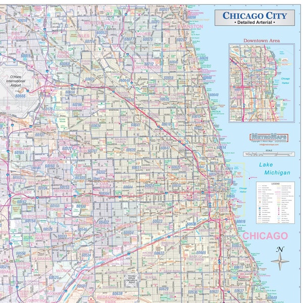 Chicago Wall Map - Etsy