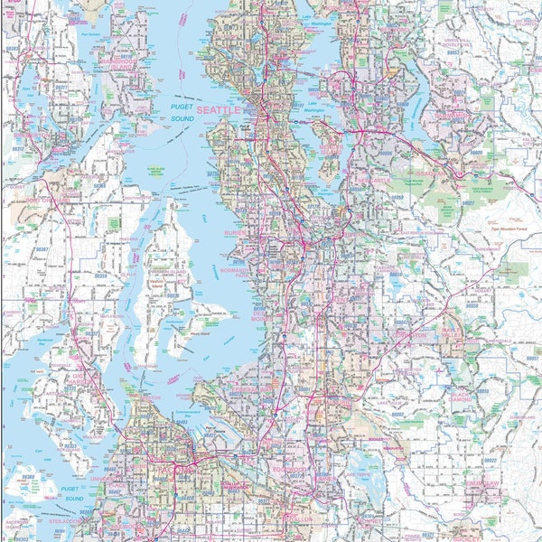 Seattle Street Map - Etsy