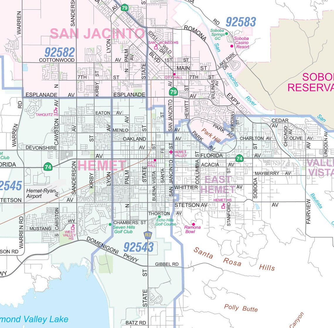 The Inland Empire of Southern California Detailed Region Wall - Etsy