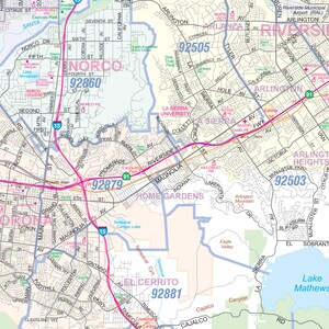 The Inland Empire of Southern California Detailed Region Wall Map - Etsy