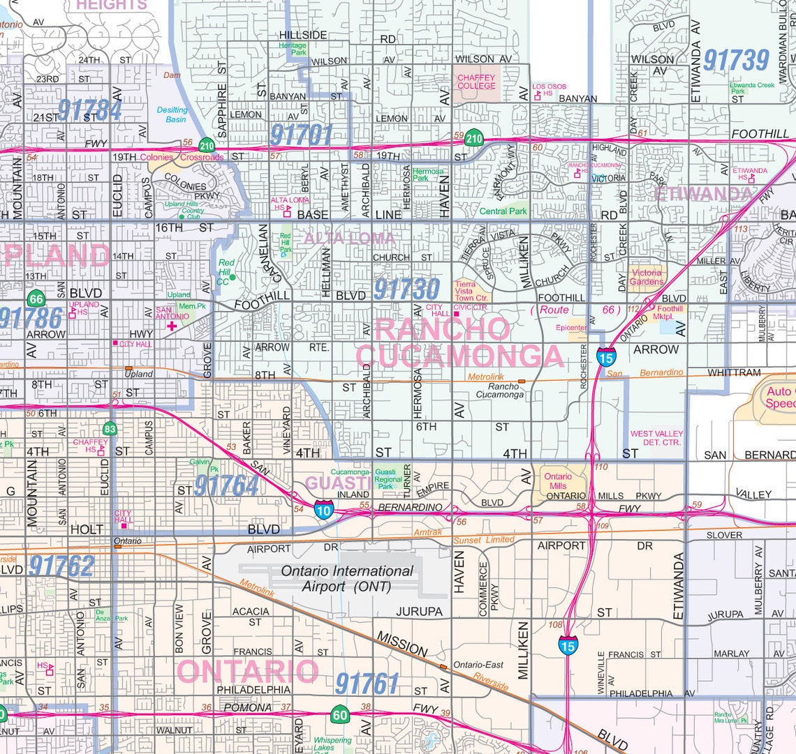 The Inland Empire of Southern California Detailed Region Wall - Etsy