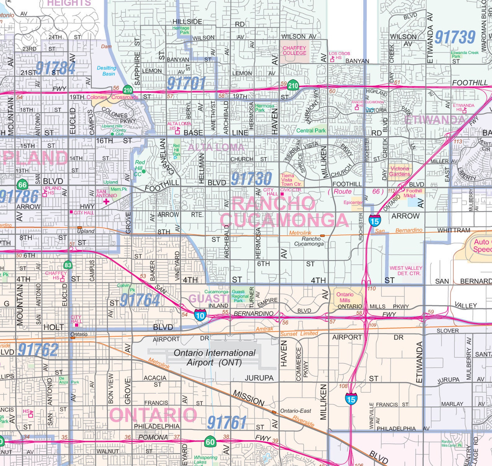 The Inland Empire of Southern California Detailed Region Wall Map - Etsy