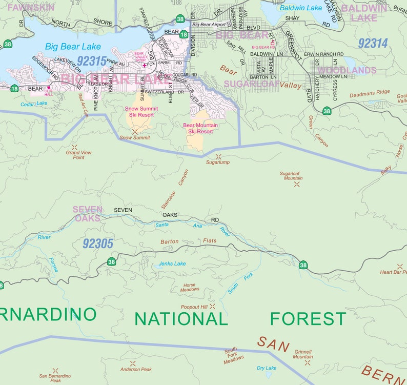 The Inland Empire of Southern California Detailed Region Wall - Etsy