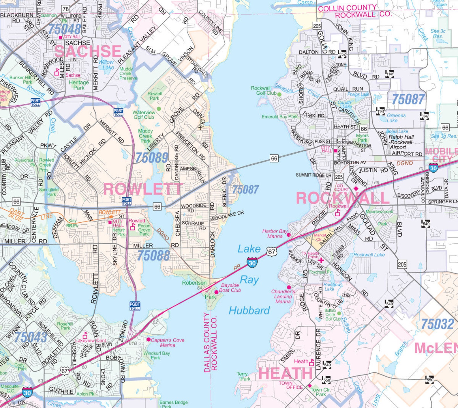 Dallas-ft. Worth Metroplex Detailed Region Wall Map 44x58 W/zip Codes ...