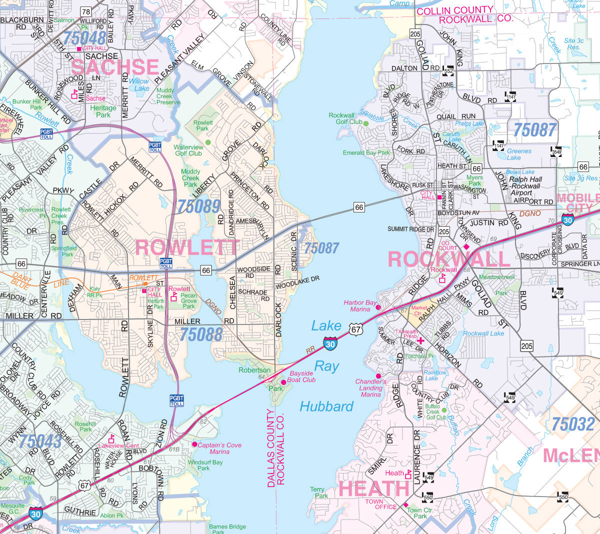 Dallas-ft. Worth Metroplex Detailed Region Wall Map 44x58 W/zip Codes ...