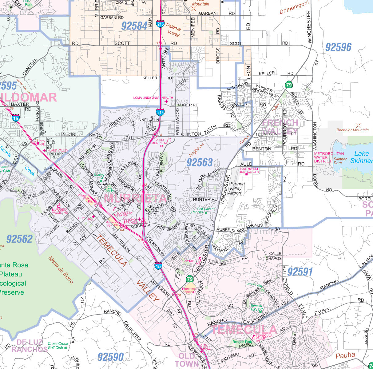 The Inland Empire of Southern California Detailed Region Wall Map - Etsy