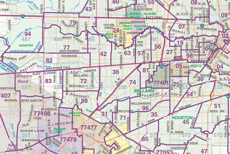 Greater Houston / Harris County Wall Map - Etsy
