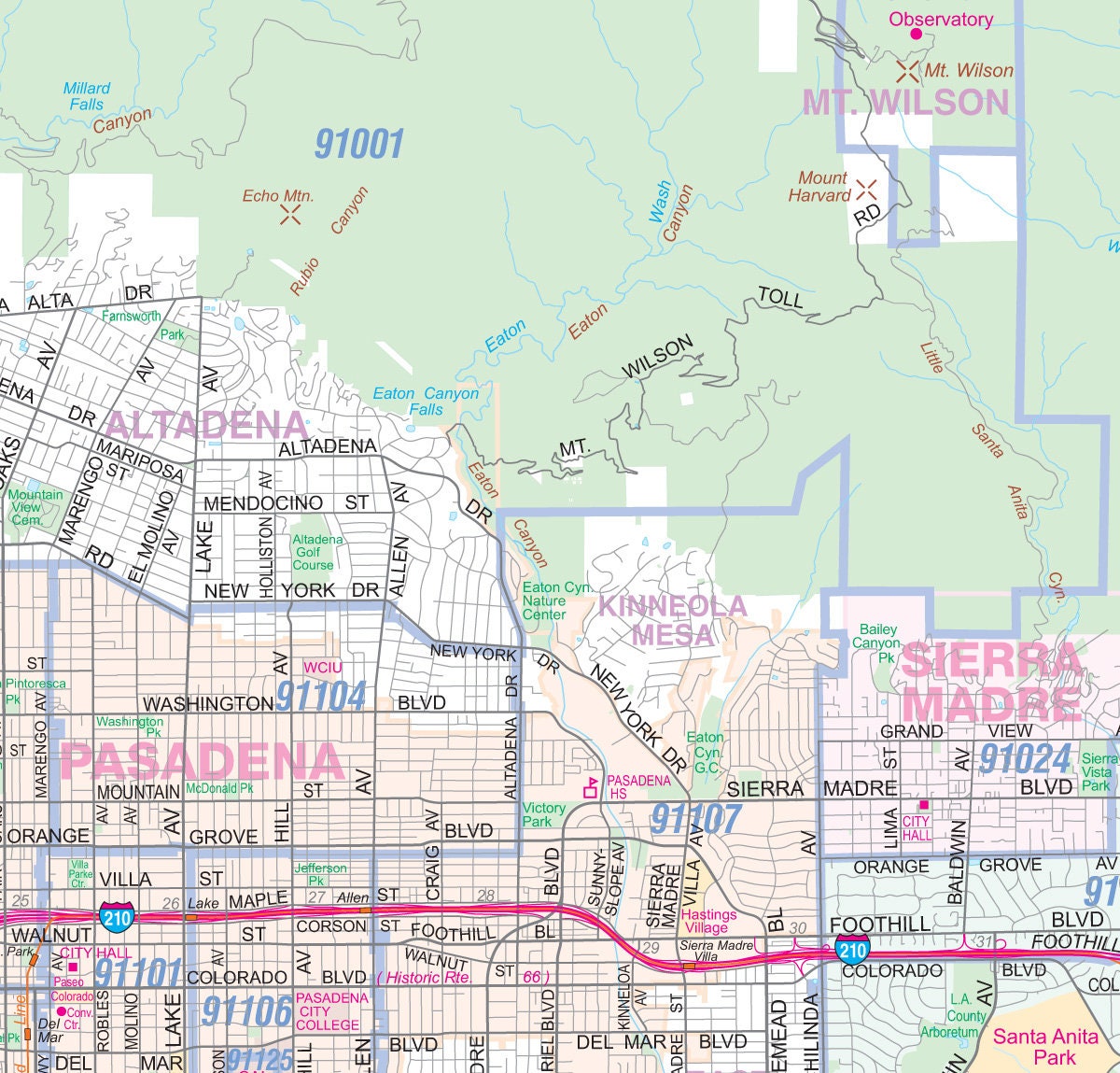Maps Los Angeles-Orange County-Riverside Detailed Region Wall Map 67x44 ...