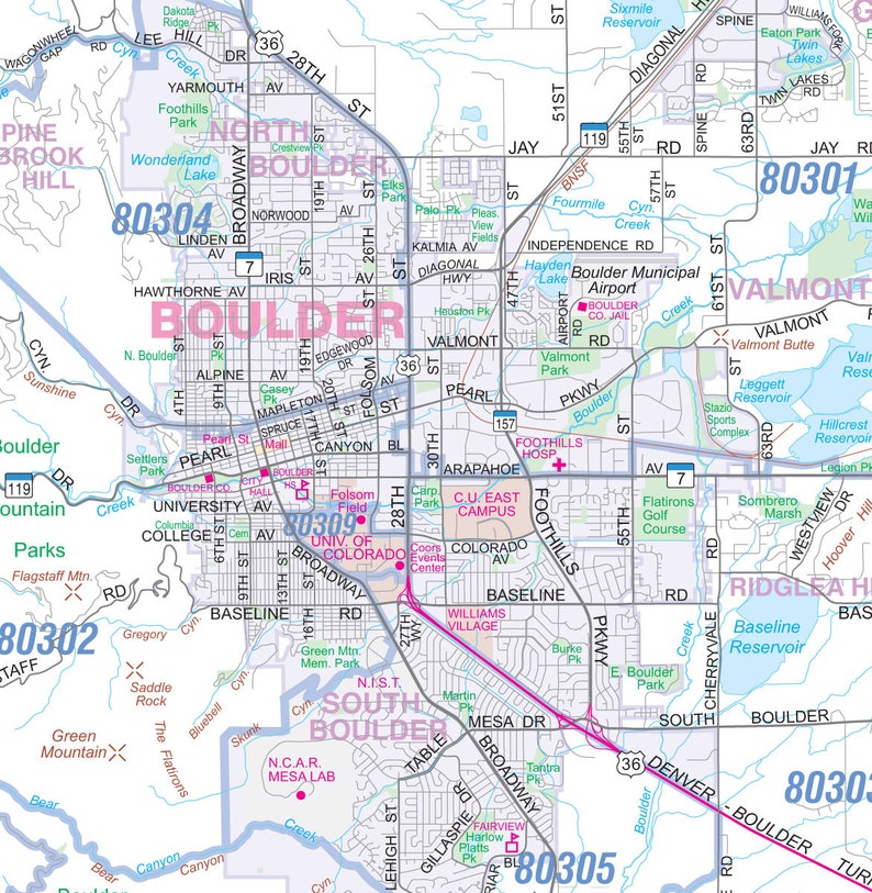 Metro Denver CO Detailed Region Wall Map W/zip Codes *2 Sizes* - Etsy Metro Denver CO Detailed Region Wall Map W/zip Codes *2 Sizes* - Etsy