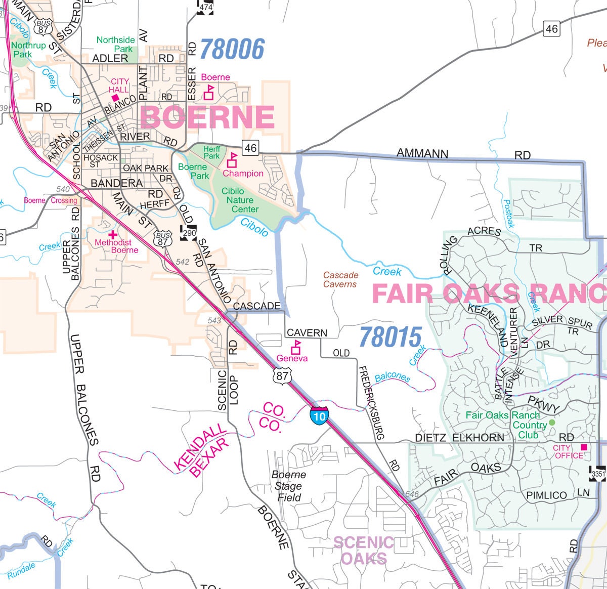 San Antonio/bexar County Detailed Region Wall Map W/zip Codes 2 Large ...