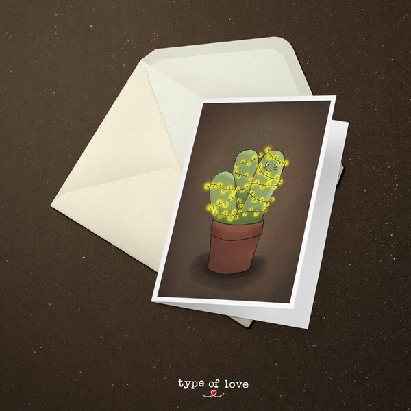 Cactus Christmas Card - Etsy