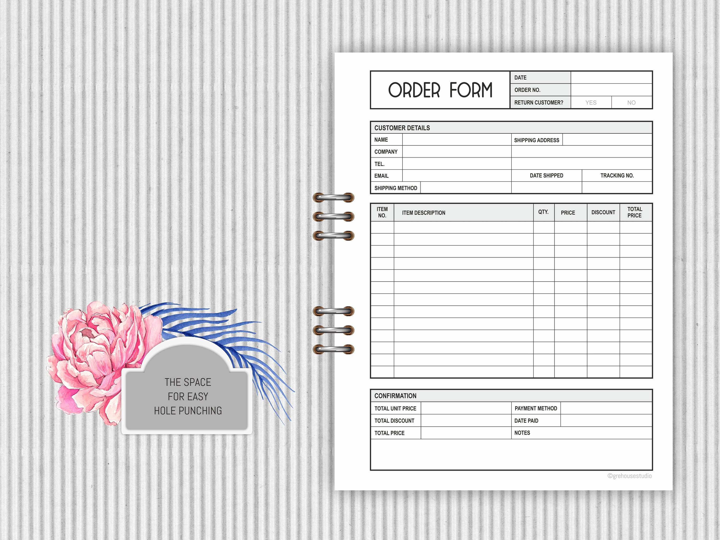 Printable ORDER FORM Template Order book Business Planner | Etsy