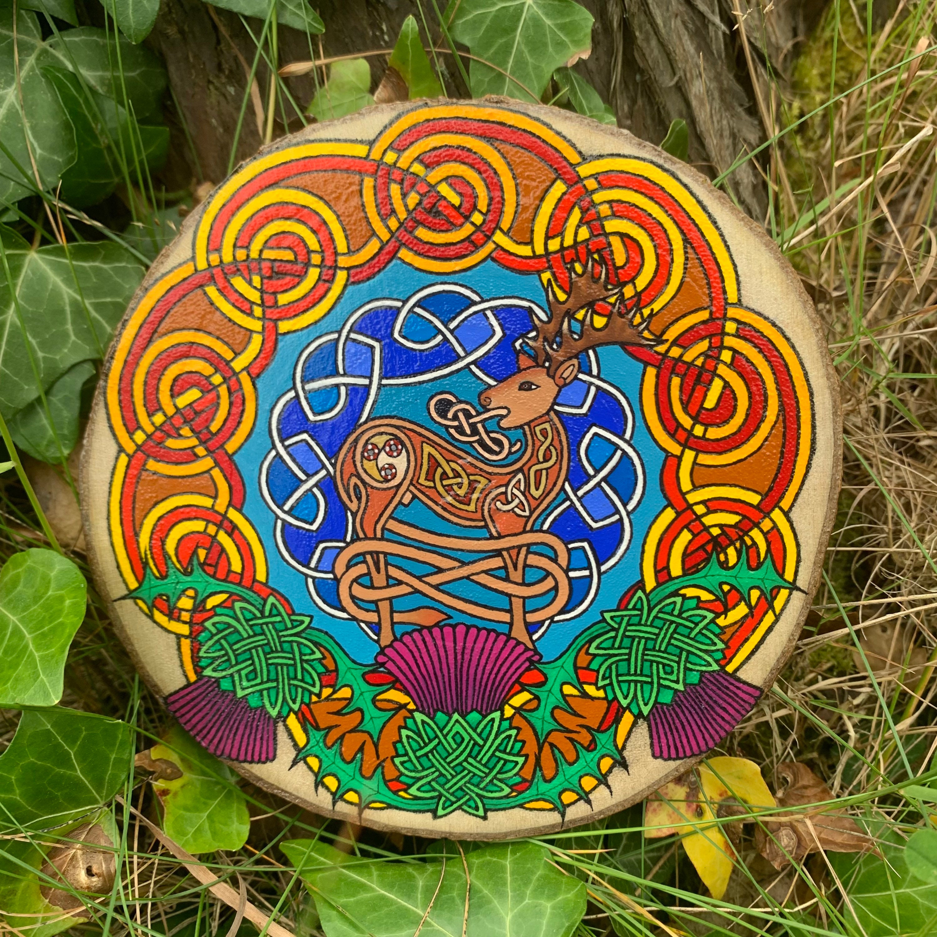 Celtic Stag and Thistle Symbols of Scotland - Etsy