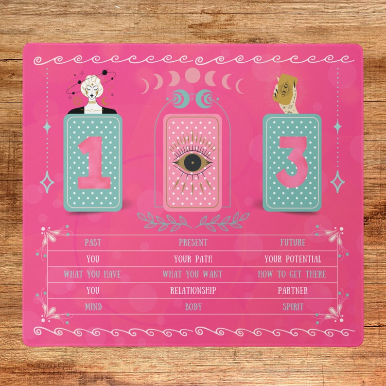 Pink Tarot Mat Three Card Spread Tarot Mat Tarot Reading - Etsy