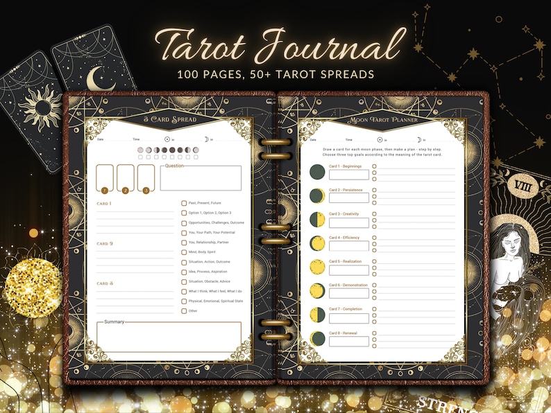 Printable Tarot Journal Bundle: Stickers & Spread Pages, Workbook ...