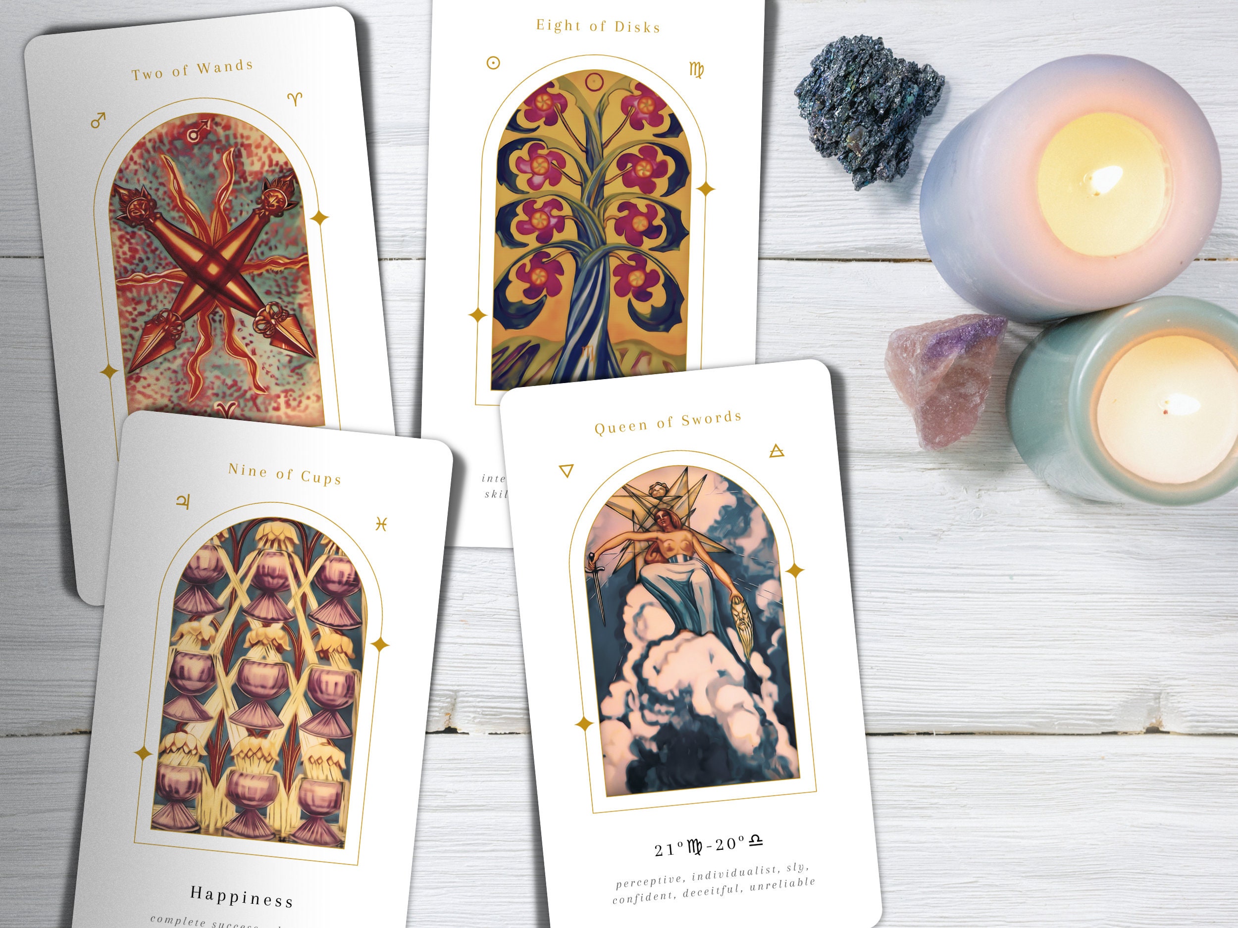 Minimalist Thoth Tarot Cards, Thoth Tarot Cards With Keywords, Aleister ...