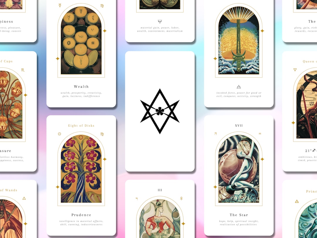Minimalist Thoth Tarot Cards With Keywords, Aleister Crowley Tarot Deck ...