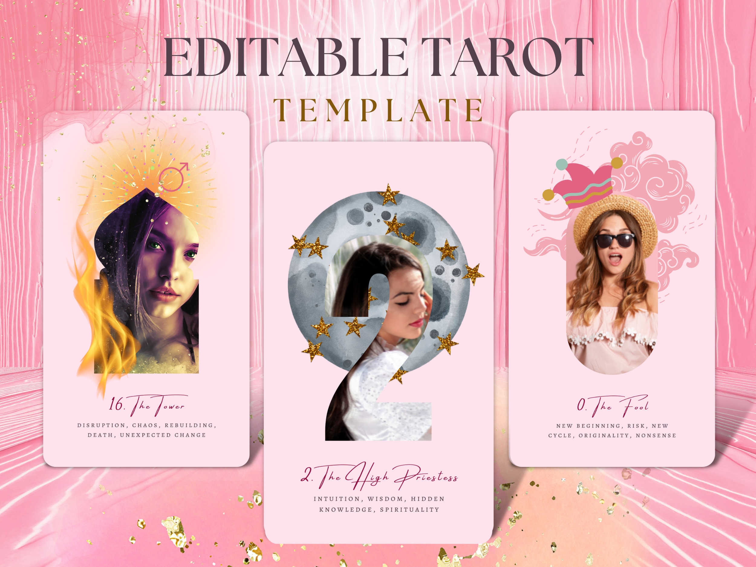 Custom Tarot Cards Canva Template, Editable Tarot Deck With Keywords ...