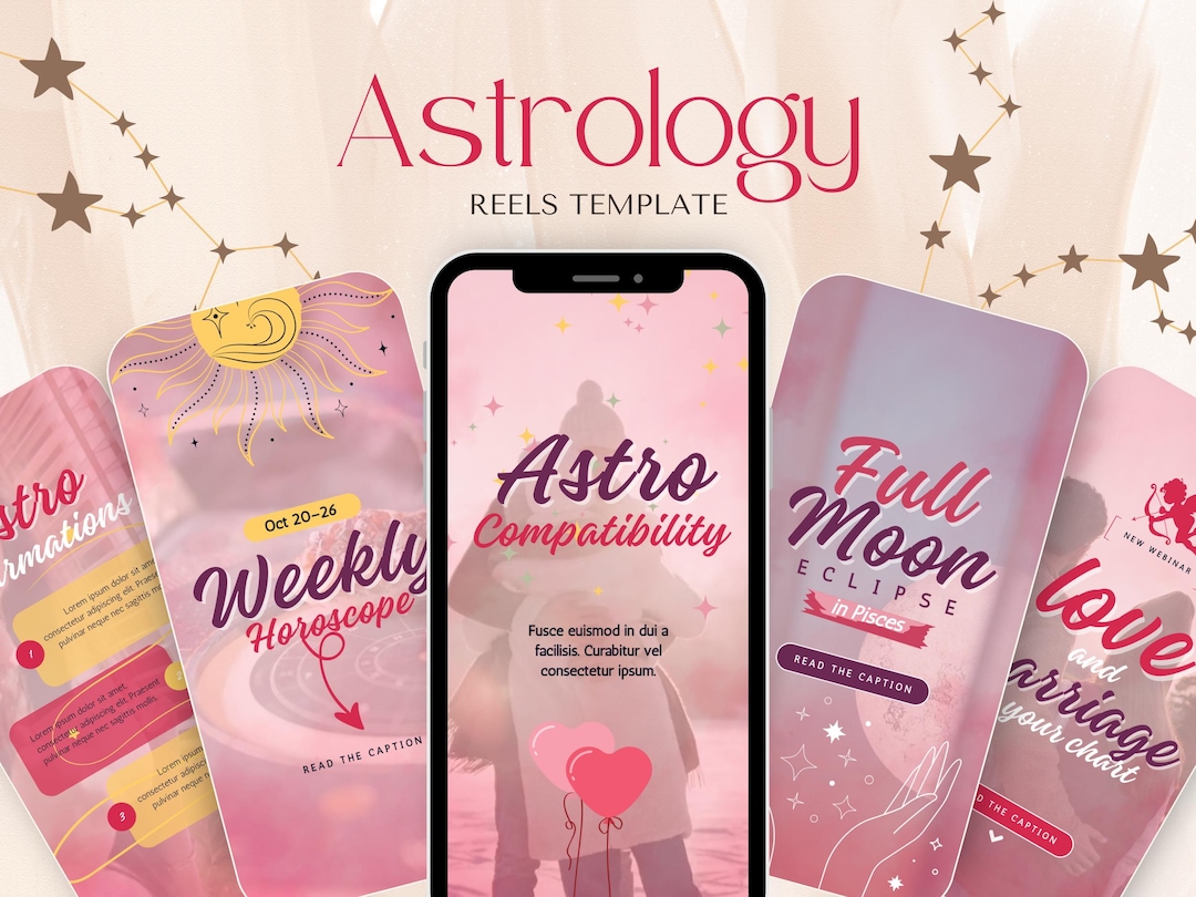 Pink Astrology Reel Templates, Instagram Video Reels for Astrologers ...
