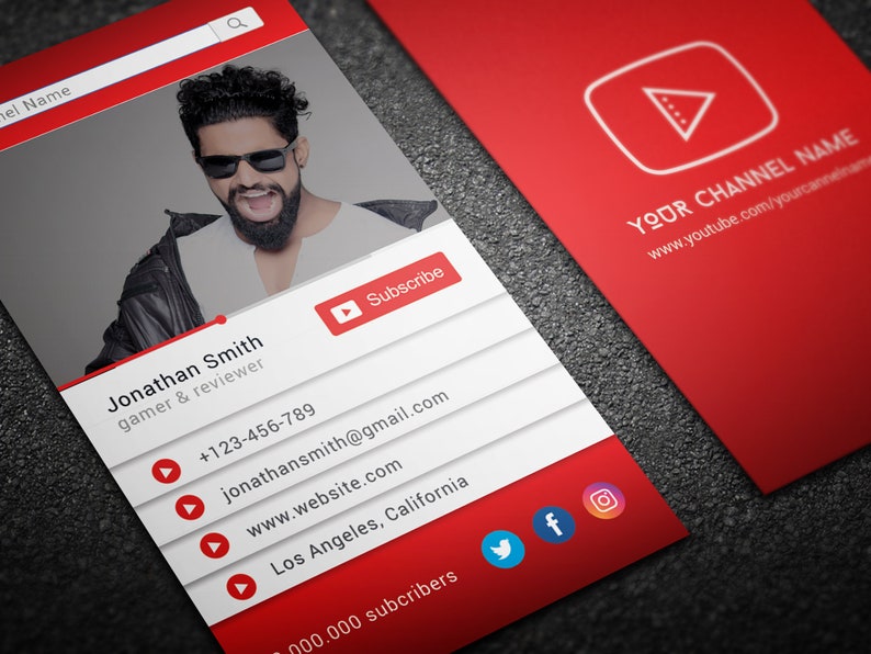 Youtuber Business Card Template Youtube Business Card Design - Etsy