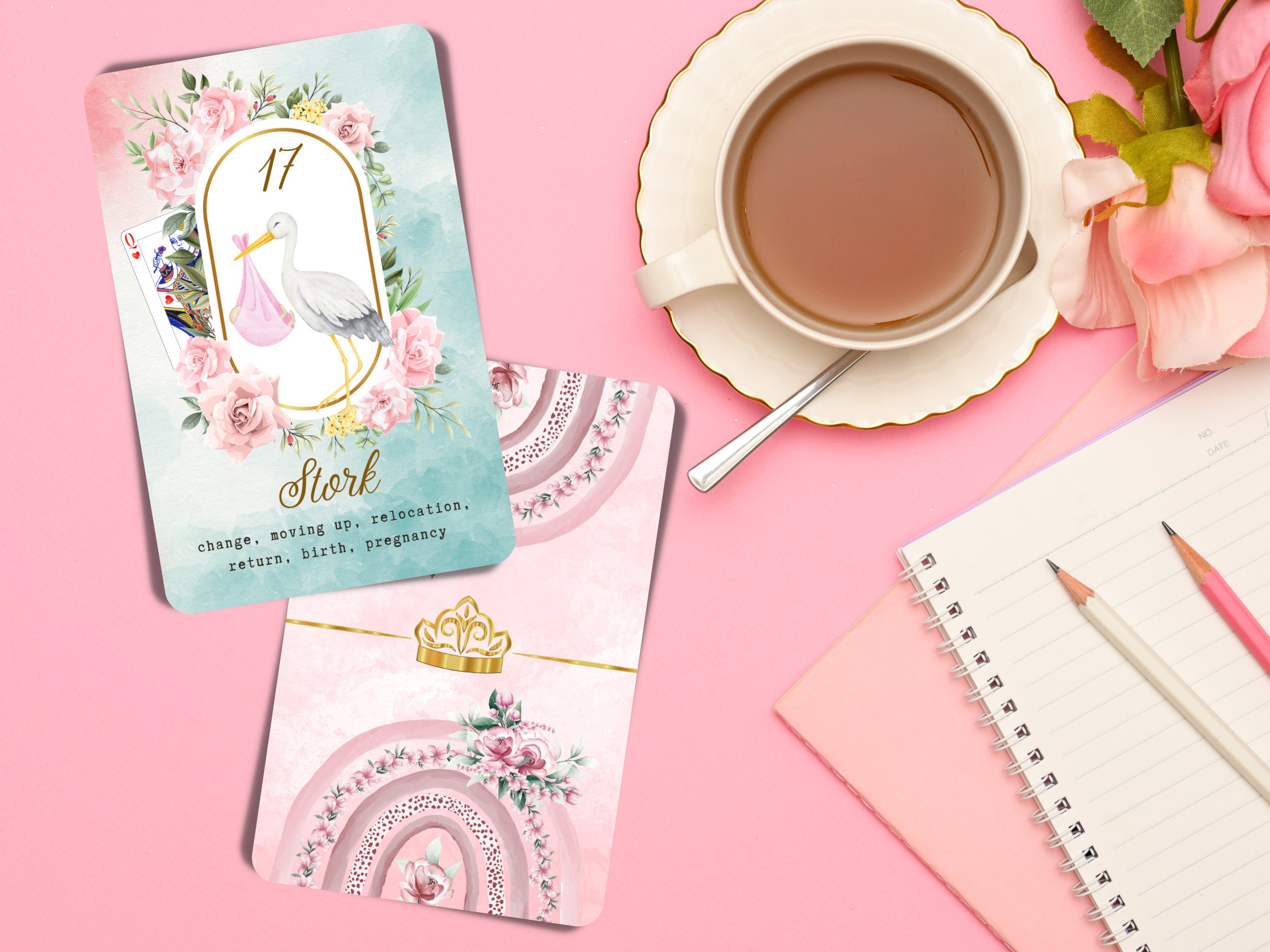 Pink Lenormand Deck With Keywords, Oracle Cards for Beginners With ...