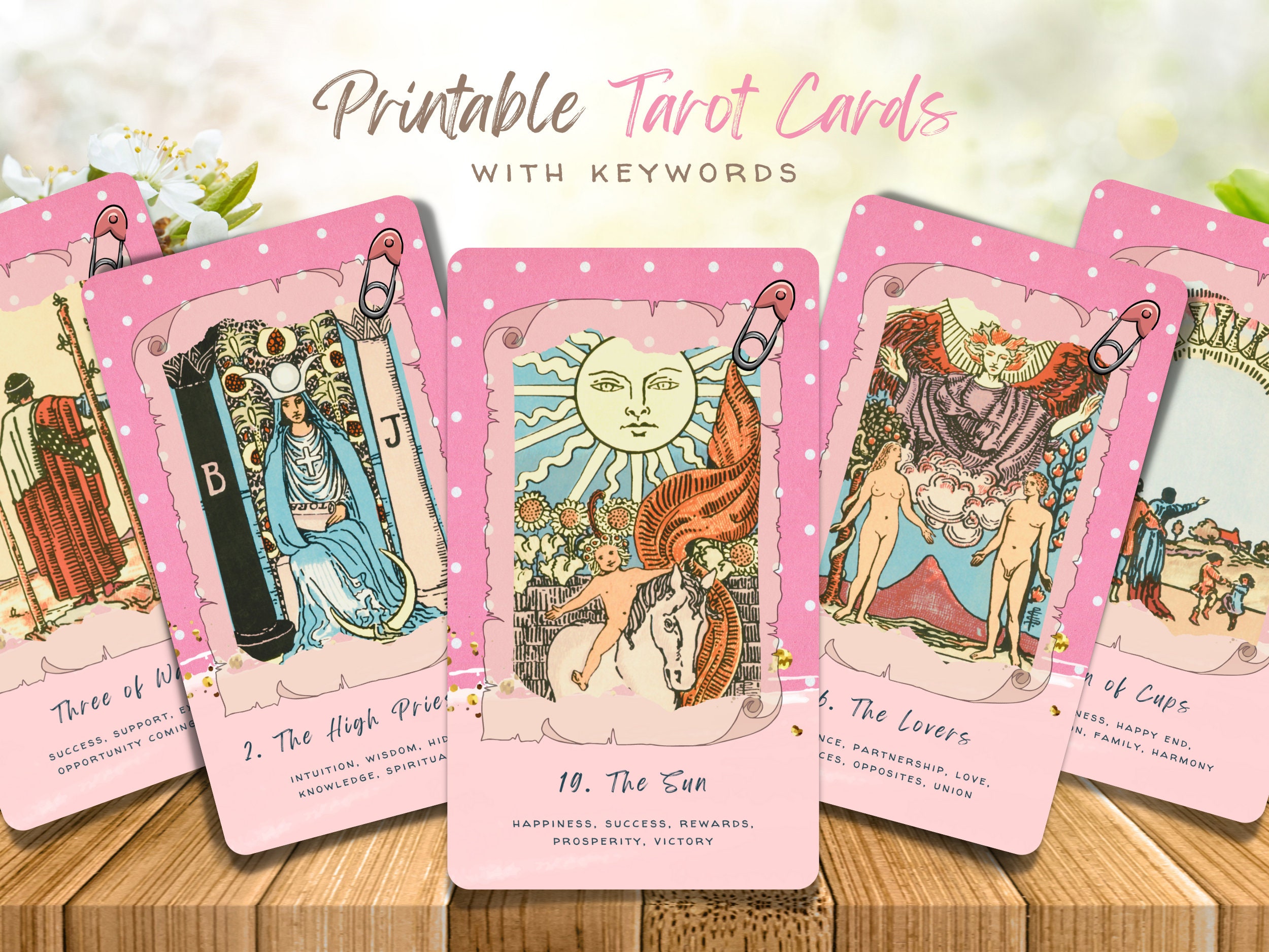 Pink Tarot Cards Printable Rider Waite Tarot Deck Tarot - Etsy Finland