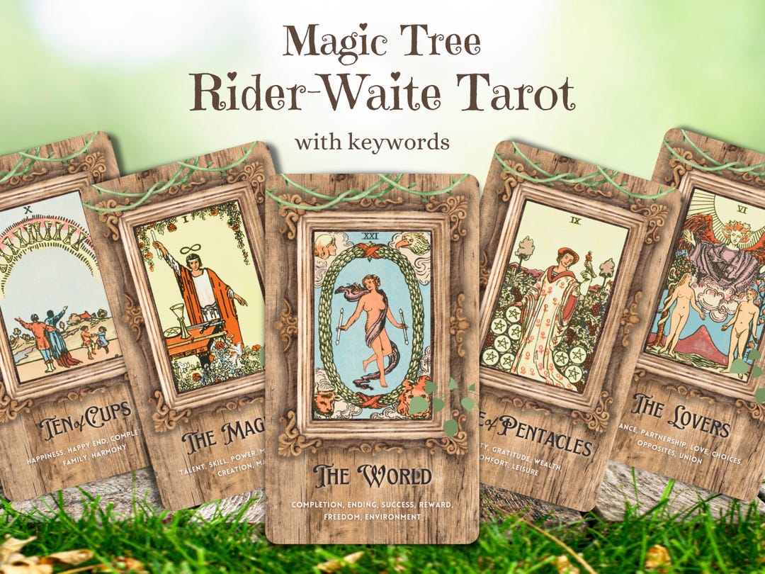 Wood Style Rider Waite Tarot Deck With Keywords – Nature Inspired Tarot ...