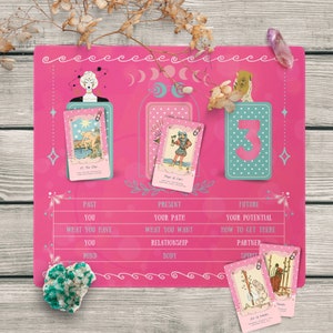 Pink Tarot Mat, Three Card Spread Tarot Mat, Tarot Reading Cloth, Tarot ...