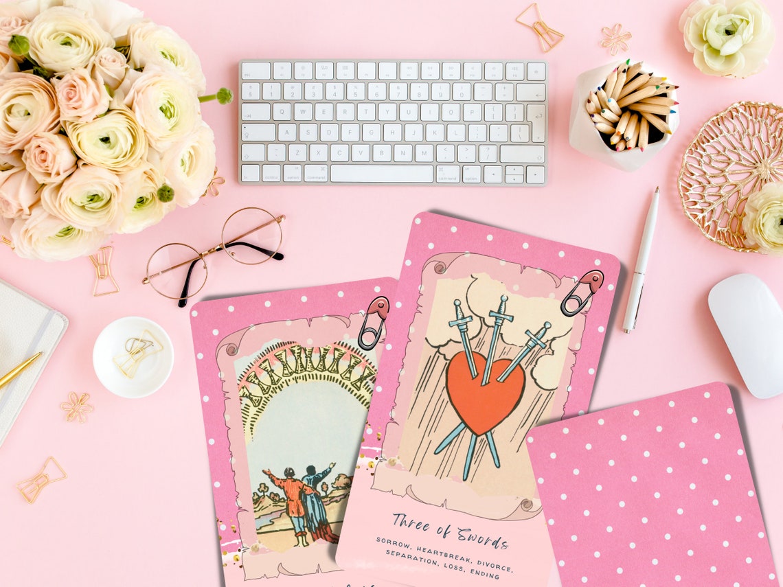 Pink Tarot Cards Printable Rider Waite Tarot Deck Tarot - Etsy