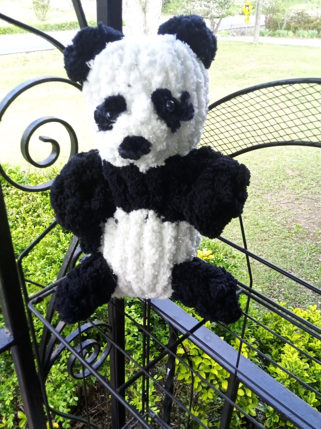 Handmade Finger Knitted Panda Bear Plush Toy - Etsy