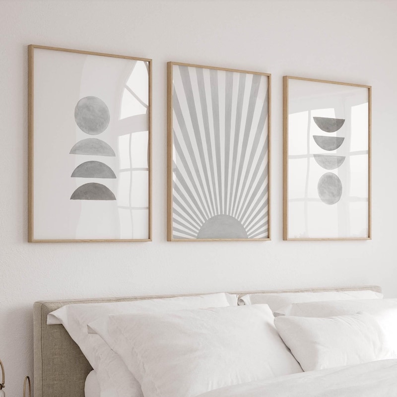 Grey Wall Art Prints Boho - Etsy