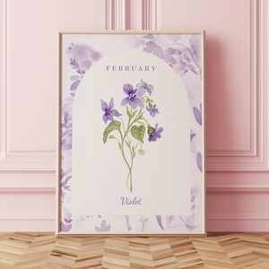 Violet Birth Month Flower Print February Birthday Gifts Women Birth ...