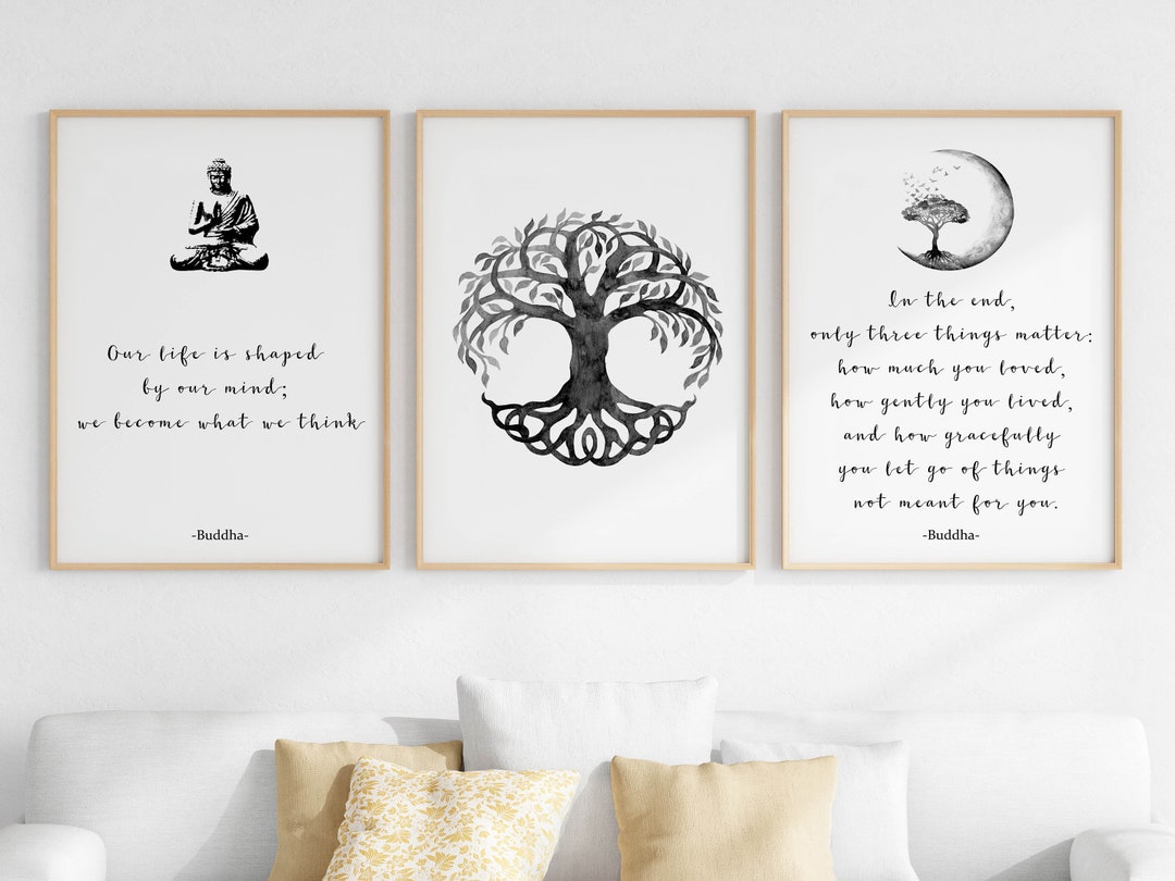 Zen Wall Art Set of 3, Buddha Quotes Printable, Spiritual Artwork ...