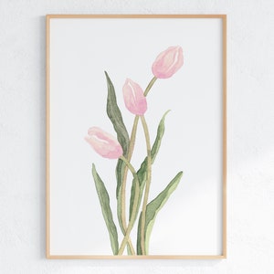 Tulips Wall Art Set of 3 Watercolor Prints Simple Floral Posters ...