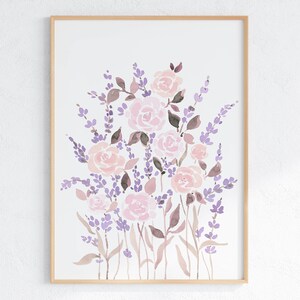Soft Lavender Floral Nursery Wall Art Set of 3 Pastel Pink and Lilac ...