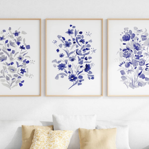 Navy Blue and Pink Wall Art - Etsy