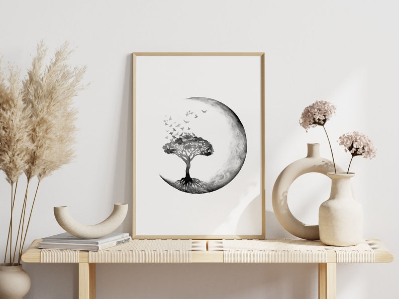Moon Tree of Life Prints: Zen Spiritual Wall Art (digital Download) - Etsy