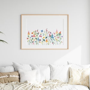 Colorful Wildflower Watercolor Print, Digital Download, Bright Floral ...