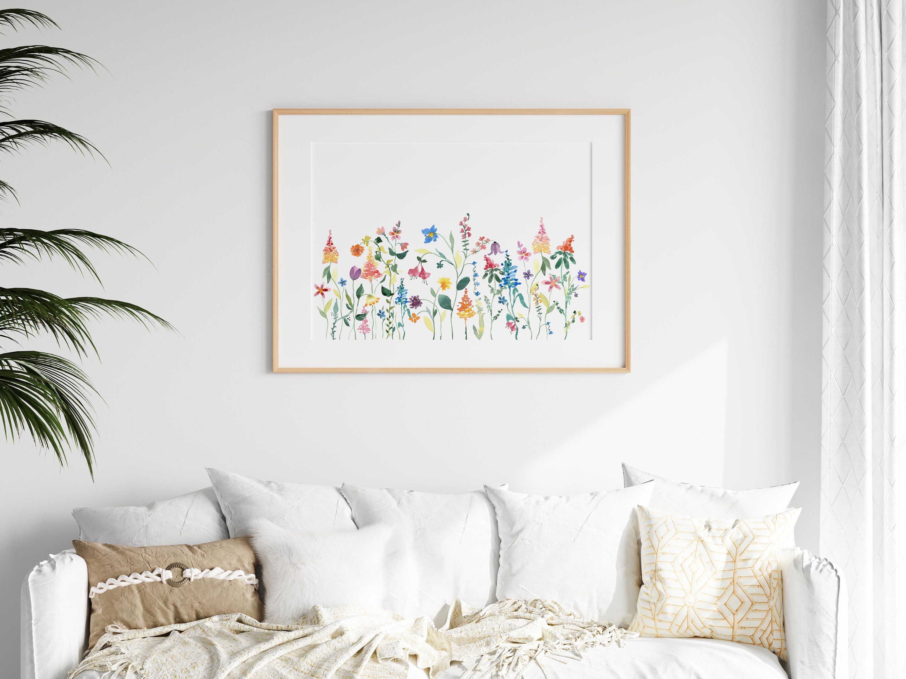 Colorful Wildflower Watercolor Print, Digital Download, Bright Floral ...