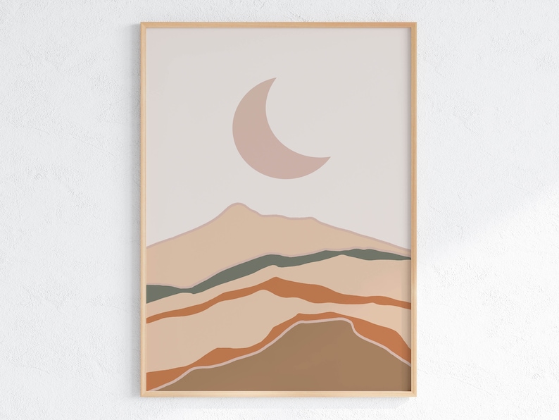 Boho Abstract Landscape Wall Art Set of 3 Printable Sun and - Etsy