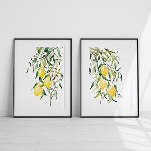 Italian Lemon Wall Art Set of 2 Printable Lemon Artwork - Etsy