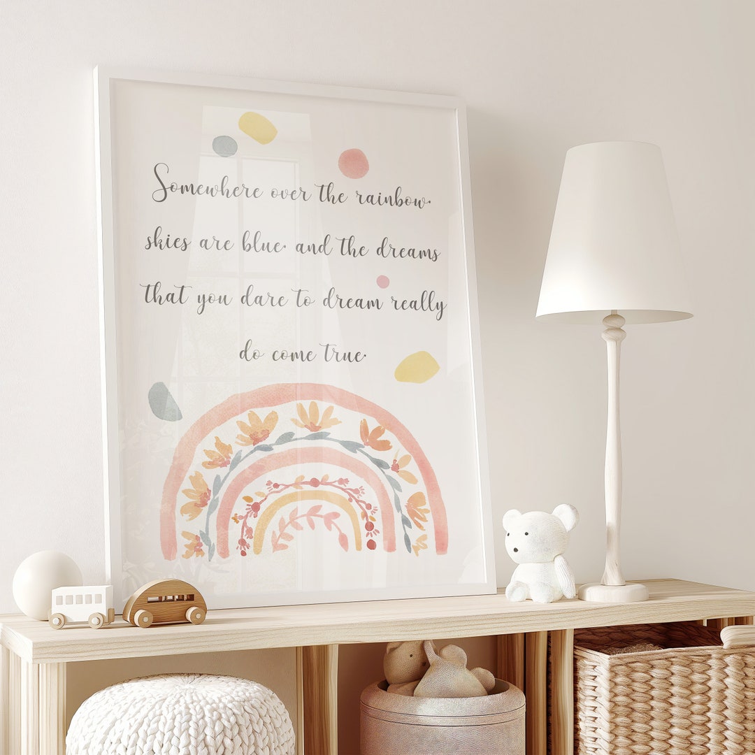 Somewhere Over the Rainbow Printable Wall Art, Boho Kids Room Poster ...