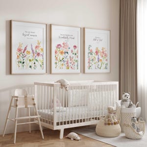 Wildflower Christian Nursery Decor Girl Bible Verse Wall Art Set of 3 ...