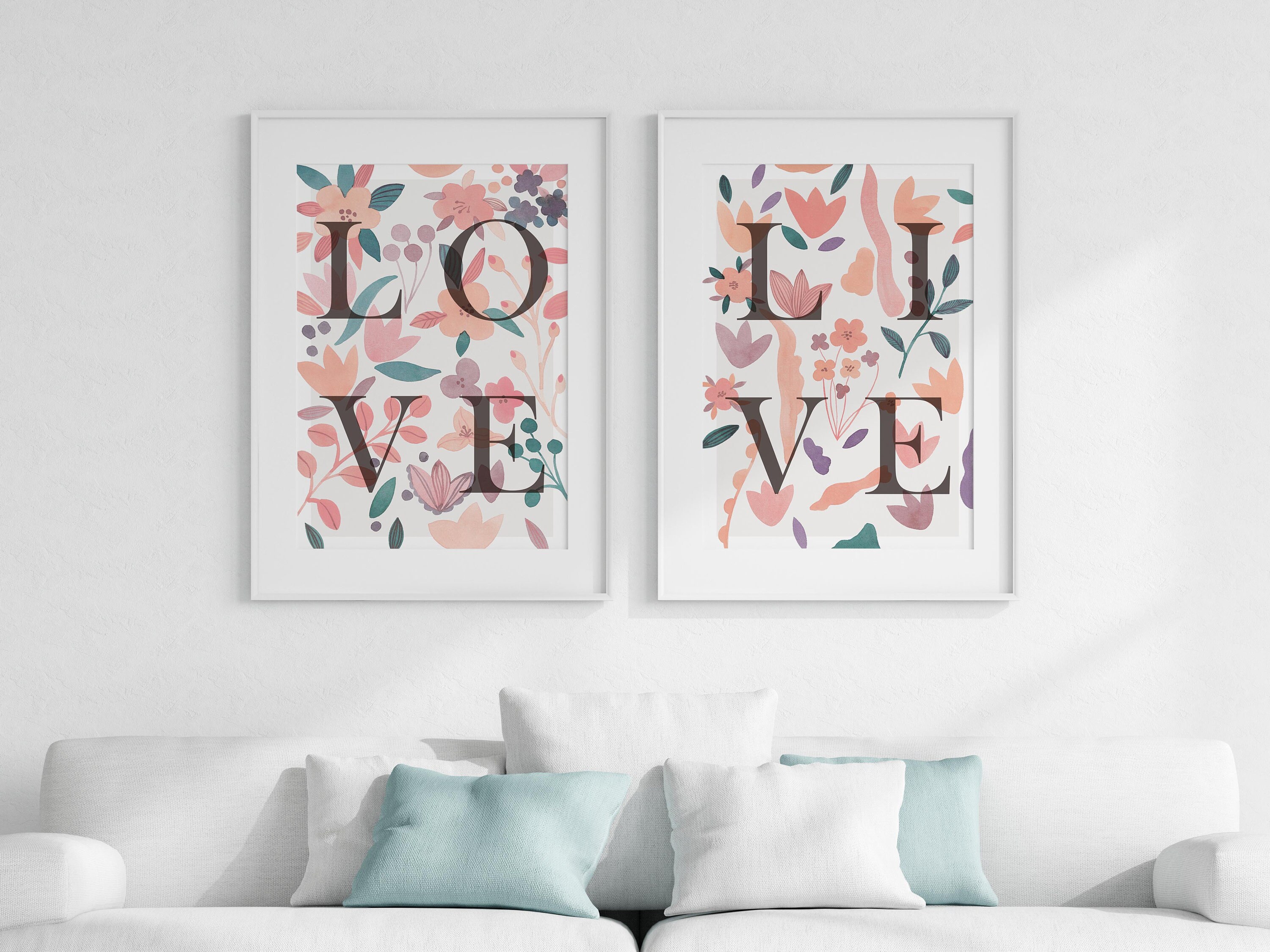Love Live Poster Colorful Wall Art Set of 2 Abstract | Etsy