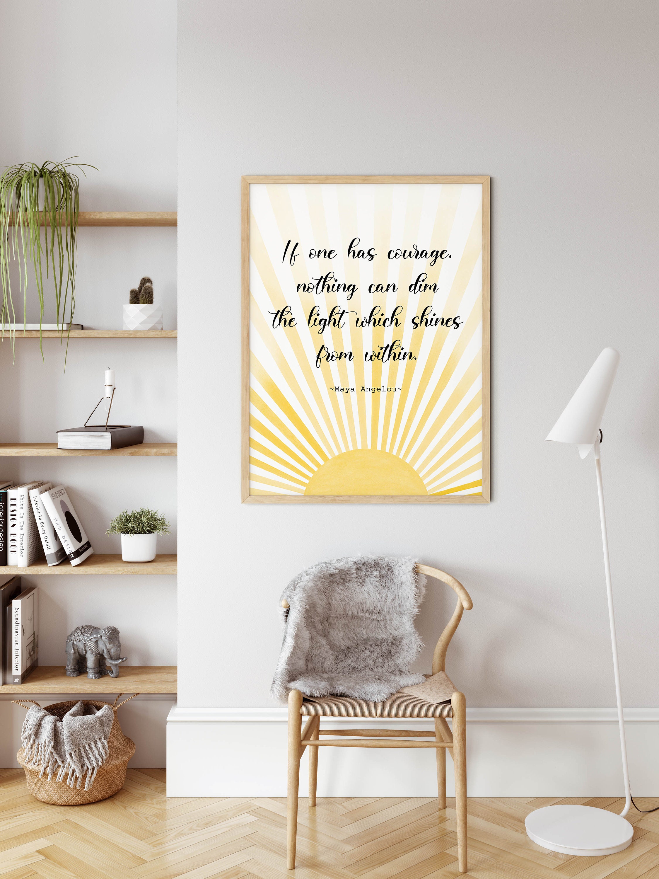 Maya Angelou Quote Print: Boho Sun, Courage Wall Art (digital Download ...