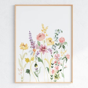Floral Watercolor Prints, Wildflower Wall Art Set of 2, Digital Download Art, Printable ...
