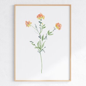 Simple Minimalist Floral Wall Art Set of 3, Boho Home Decor, Printable Wildflower Watercolor ...