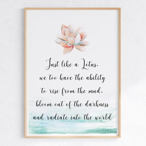 Just Like A Lotus Quote Poster, Printable Zen Artwork, Lotus Flower ...